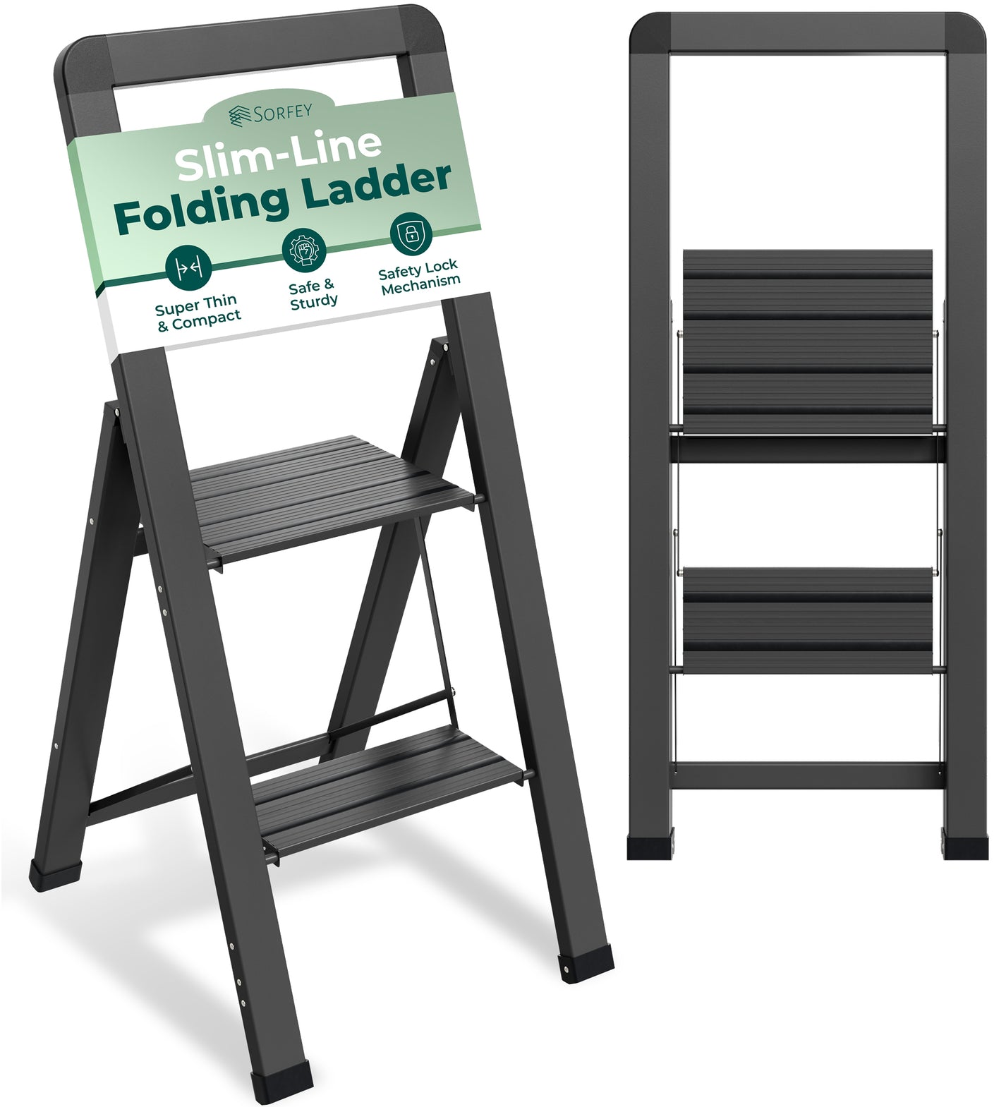 Slim Step Ladder | Black Aluminum – Sorfey